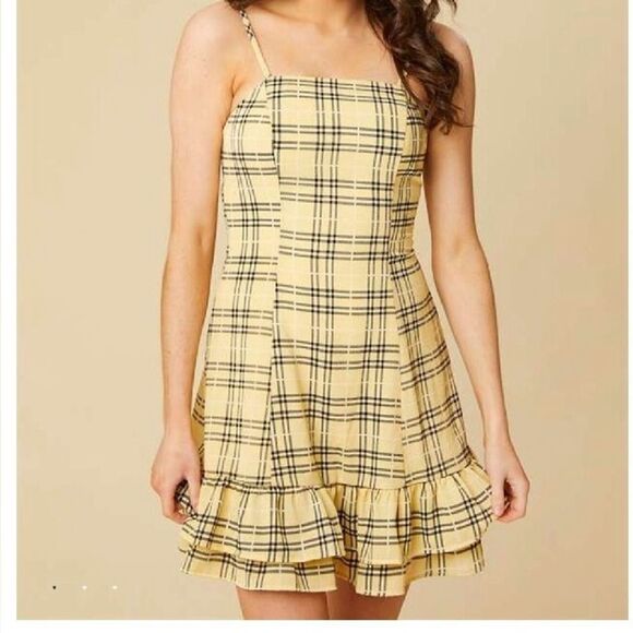 Altar'd State | Dresses | Altard State Yellow Checkered Mini Dress ...